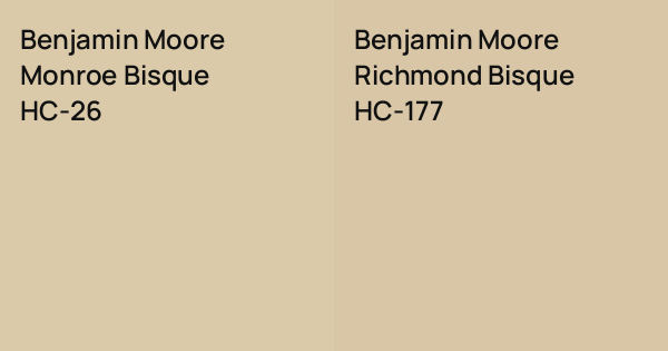 Benjamin Moore Monroe Bisque vs. Benjamin Moore Richmond Bisque comparison