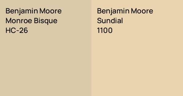 Benjamin Moore Monroe Bisque vs. Benjamin Moore Sundial comparison