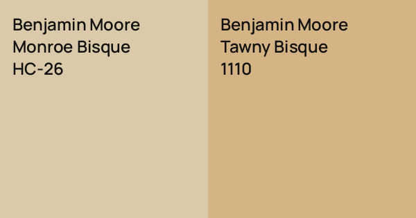 Benjamin Moore Monroe Bisque vs. Benjamin Moore Tawny Bisque comparison