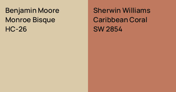 Benjamin Moore Monroe Bisque vs. Sherwin Williams Caribbean Coral ...