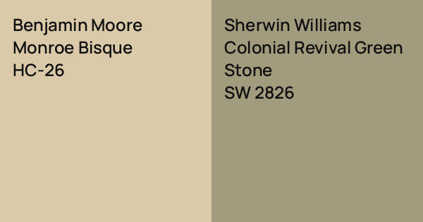 Benjamin Moore Monroe Bisque vs. Sherwin Williams Colonial Revival ...