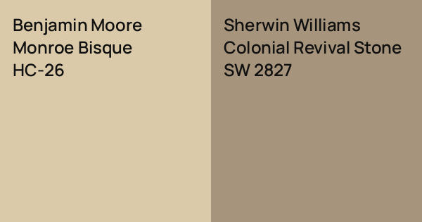 Benjamin Moore Monroe Bisque vs. Sherwin Williams Colonial Revival ...