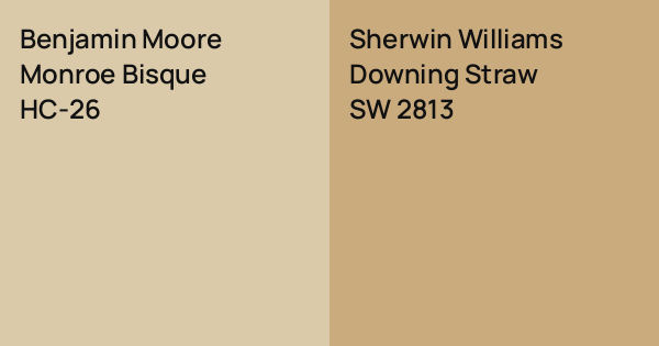 Benjamin Moore Monroe Bisque vs. Sherwin Williams Downing Straw comparison