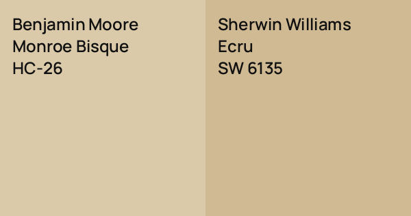 Benjamin Moore Monroe Bisque vs. Sherwin Williams Ecru comparison