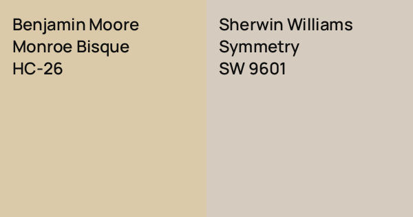 Benjamin Moore Monroe Bisque vs. Sherwin Williams Symmetry comparison