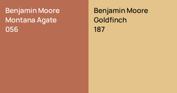 Benjamin Moore Montana Agate vs. Benjamin Moore Goldfinch comparison
