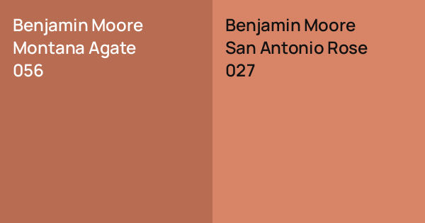 Benjamin Moore Montana Agate vs. Benjamin Moore San Antonio Rose comparison