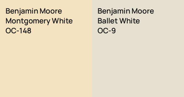 Benjamin Moore Montgomery White vs. Benjamin Moore Ballet White comparison