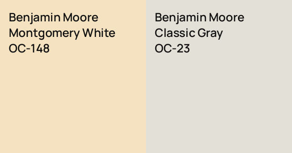 Benjamin Moore Montgomery White vs. Benjamin Moore Classic Gray comparison