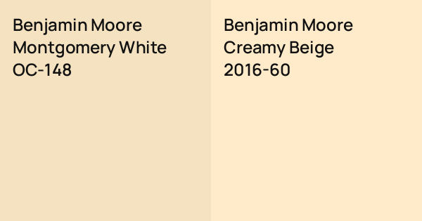 Benjamin Moore Montgomery White vs. Benjamin Moore Creamy Beige comparison