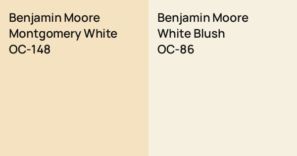Benjamin Moore Montgomery White vs. Benjamin Moore White Blush comparison