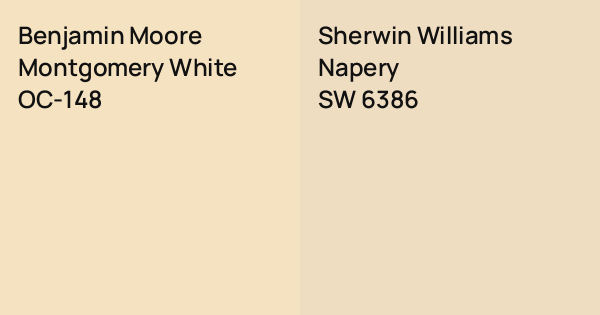 Benjamin Moore Montgomery White vs. Sherwin Williams Napery comparison