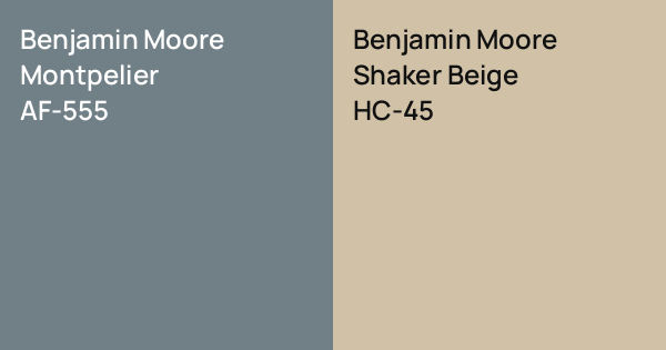 Benjamin Moore Montpelier vs. Benjamin Moore Shaker Beige comparison