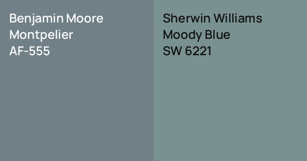 Benjamin Moore Montpelier vs. Sherwin Williams Moody Blue comparison