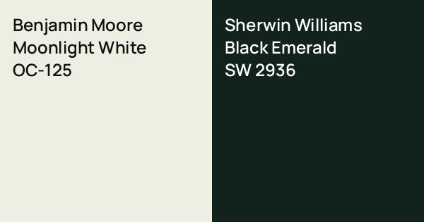 Benjamin Moore Moonlight White vs. Sherwin Williams Black Emerald ...