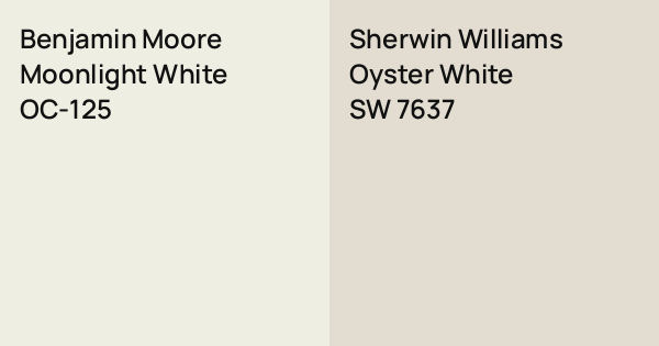 Benjamin Moore Moonlight White vs. Sherwin Williams Oyster White comparison