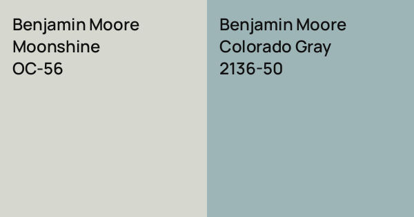Benjamin Moore Moonshine vs. Benjamin Moore Colorado Gray comparison