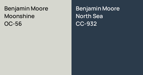 Benjamin Moore Moonshine vs. Benjamin Moore North Sea comparison