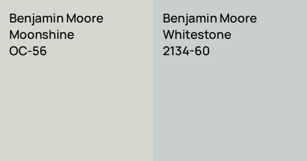Benjamin Moore Moonshine vs. Benjamin Moore Whitestone comparison