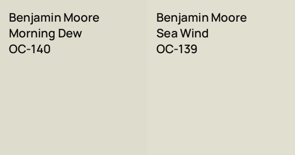 Benjamin Moore Morning Dew vs. Benjamin Moore Sea Wind comparison