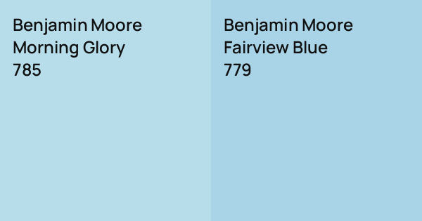 Benjamin Moore Morning Glory vs. Benjamin Moore Fairview Blue comparison