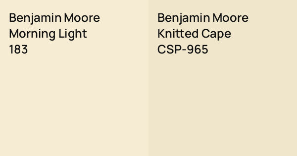 Benjamin Moore Morning Light vs. Benjamin Moore Knitted Cape comparison