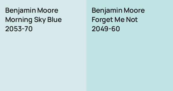 Benjamin Moore Morning Sky Blue vs. Benjamin Moore Forget Me Not comparison