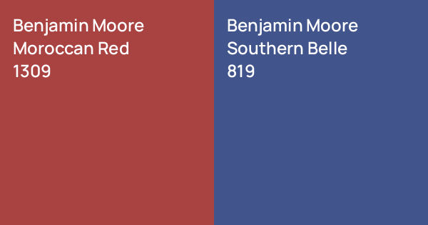 Benjamin Moore Moroccan Red vs. Benjamin Moore Southern Belle comparison