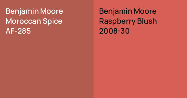 Benjamin Moore Moroccan Spice vs. Benjamin Moore Raspberry Blush comparison