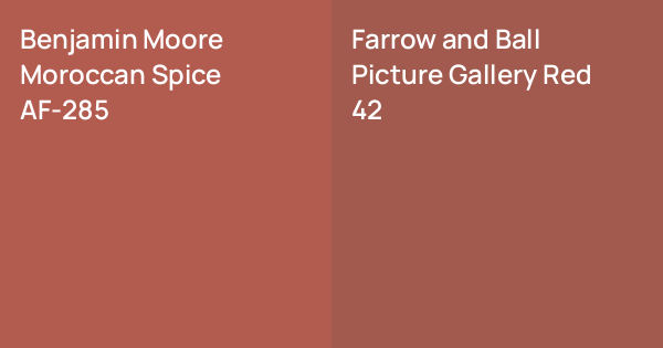 Benjamin Moore Moroccan Spice vs. Farrow and Ball Picture Gallery Red ...