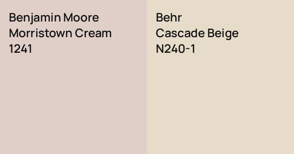 Benjamin Moore Morristown Cream vs. Behr Cascade Beige comparison