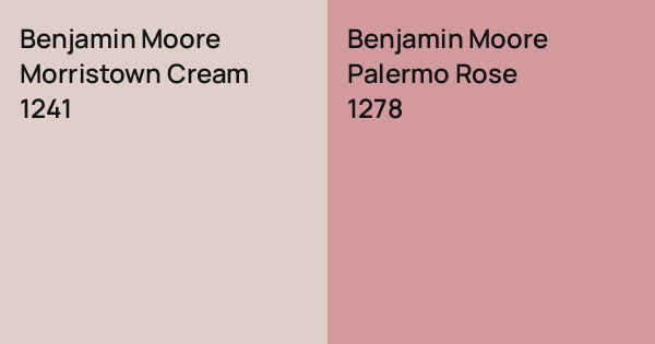 Benjamin Moore Morristown Cream vs. Benjamin Moore Palermo Rose comparison