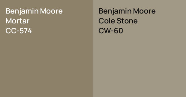 Benjamin Moore Mortar vs. Benjamin Moore Cole Stone comparison