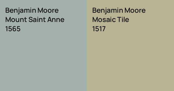 Benjamin Moore Mount Saint Anne vs. Benjamin Moore Mosaic Tile comparison