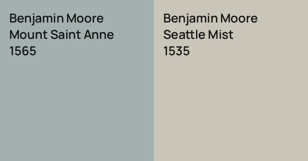 Benjamin Moore Mount Saint Anne vs. Benjamin Moore Seattle Mist comparison