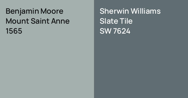 Benjamin Moore Mount Saint Anne vs. Sherwin Williams Slate Tile comparison
