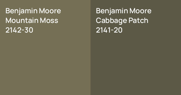 Benjamin Moore Mountain Moss vs. Benjamin Moore Cabbage Patch comparison