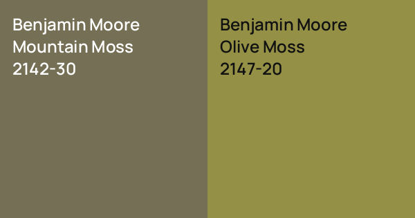 Benjamin Moore Mountain Moss vs. Benjamin Moore Olive Moss comparison