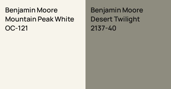 Benjamin Moore Mountain Peak White vs. Benjamin Moore Desert Twilight ...