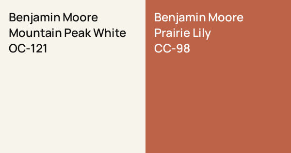 Benjamin Moore Mountain Peak White vs. Benjamin Moore Prairie Lily ...