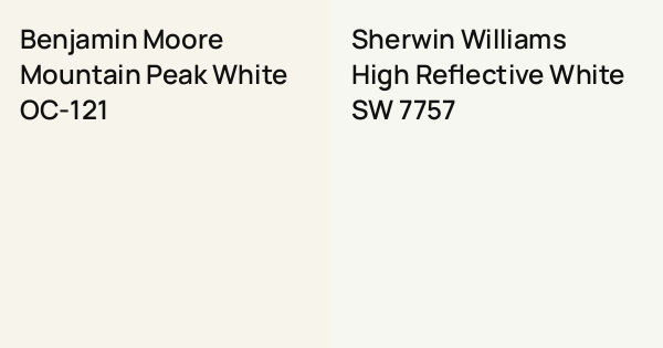 Benjamin Moore Mountain Peak White vs. Sherwin Williams High Reflective ...
