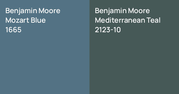 Benjamin Moore Mozart Blue vs. Benjamin Moore Mediterranean Teal comparison