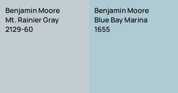 Benjamin Moore Mt. Rainier Gray vs. Benjamin Moore Blue Bay Marina ...