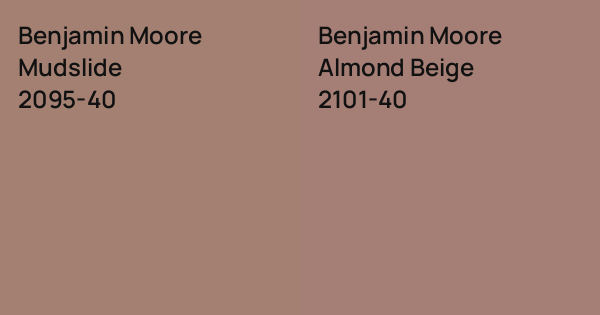 Benjamin Moore Mudslide vs. Benjamin Moore Almond Beige comparison