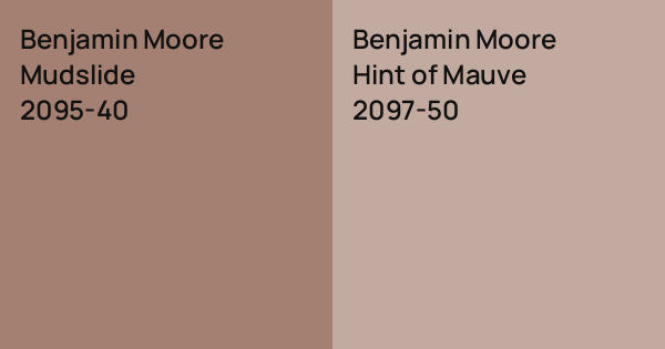 Benjamin Moore Mudslide vs. Benjamin Moore Hint of Mauve comparison