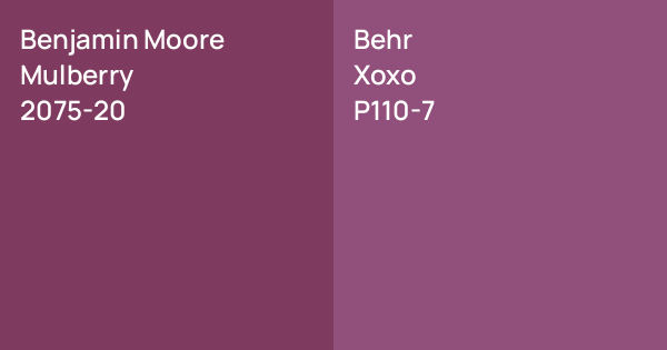 Benjamin Moore Mulberry vs. Behr Xoxo comparison