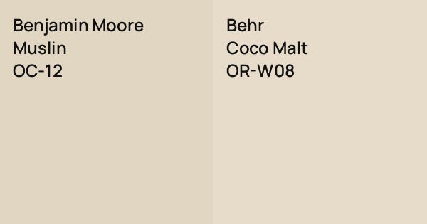 Benjamin Moore Muslin vs. Behr Coco Malt comparison