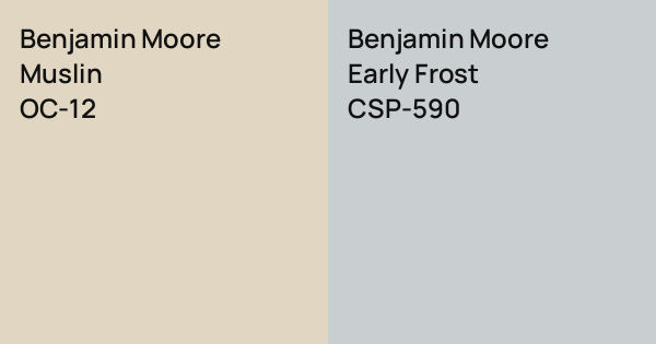 Benjamin Moore Muslin vs. Benjamin Moore Early Frost comparison