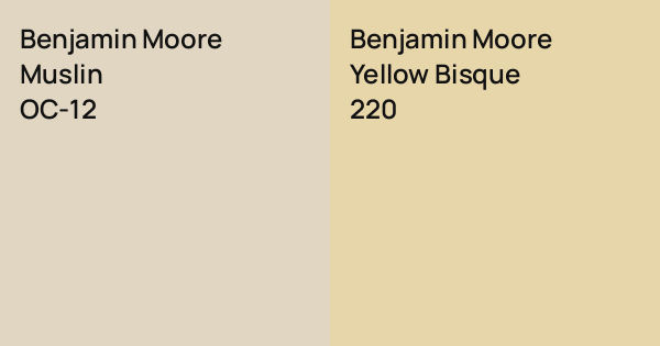 Benjamin Moore Muslin vs. Benjamin Moore Yellow Bisque comparison