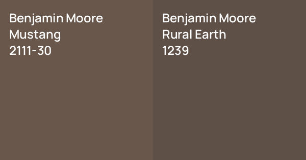 Benjamin Moore Mustang vs. Benjamin Moore Rural Earth comparison